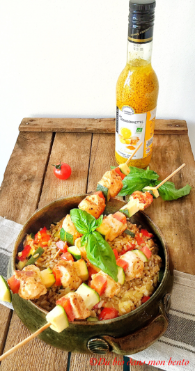 Brochettes de tofu mariné - du bio dans mon bento