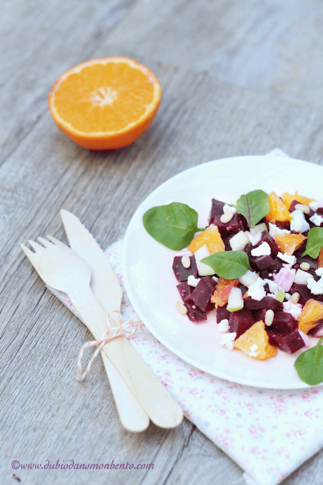 Salade de betterave orange pomme et feta - du bio dans mon bento