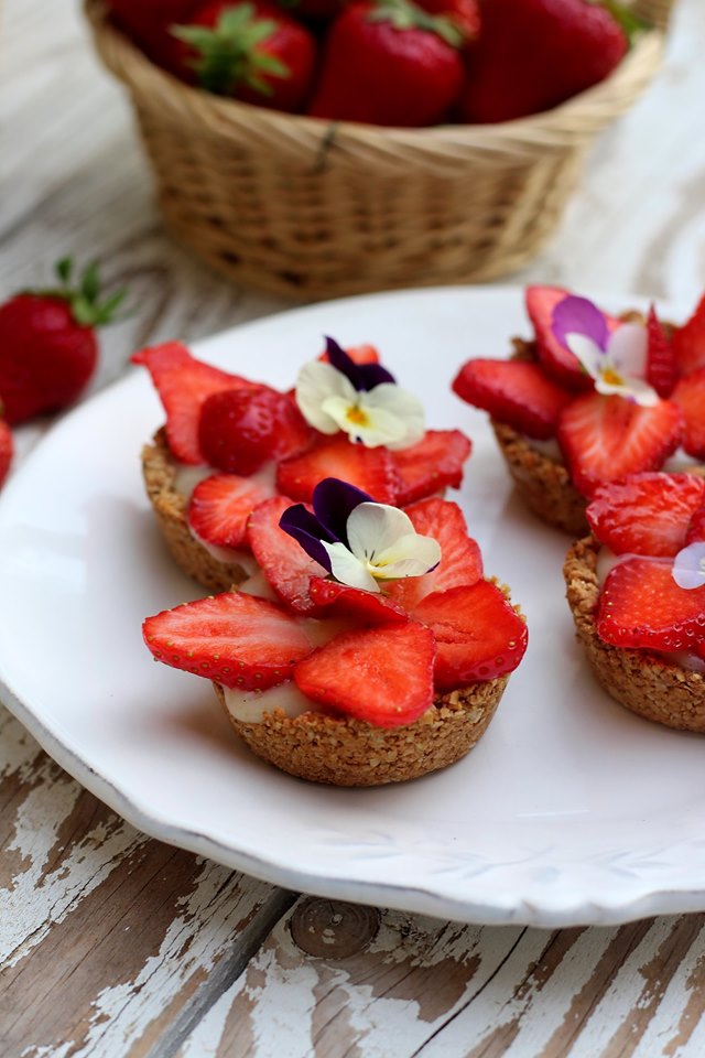Petites tartelettes vegan aux fraises - du bio dans mon bento
